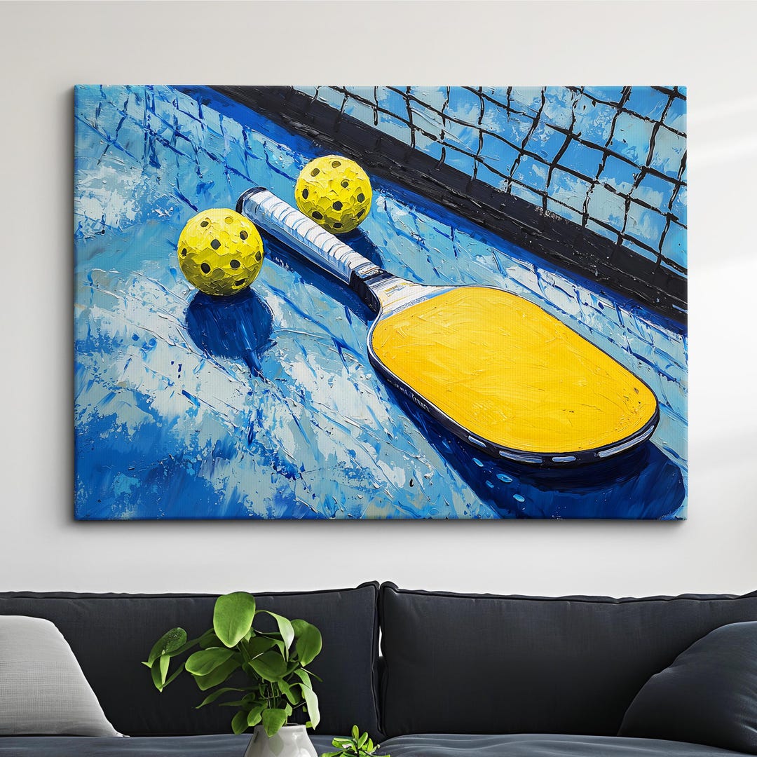 Pickleball Abstract Oil Painting Sports Pickleball Racket Wall Art Framed Canvas Poster Print ...