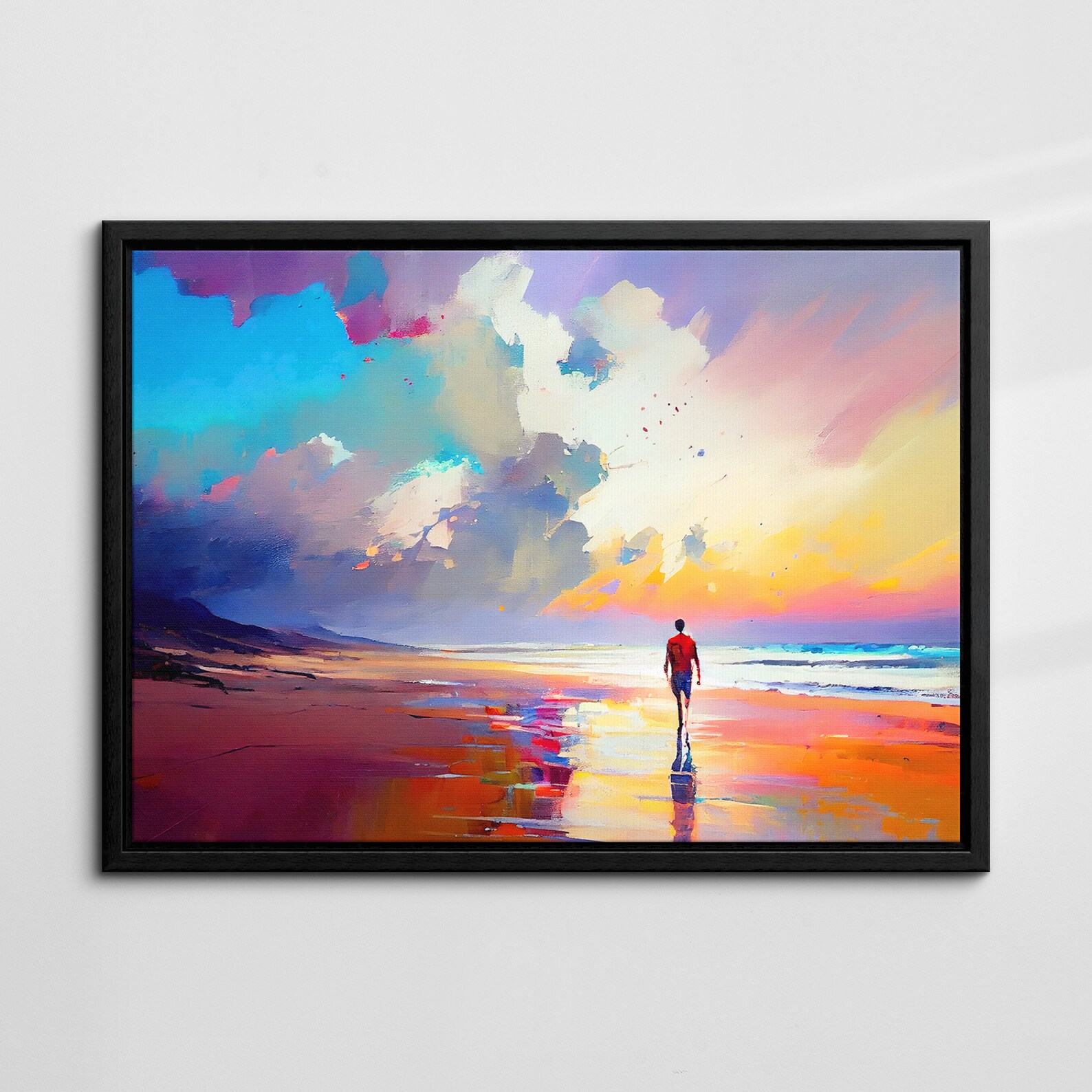 Calm Sunset Beach Walker Abstract Painting Relax Warm Sea Sunset ...