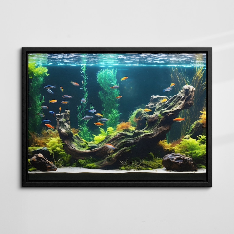 Fish Tank Water Aquascape Feature Aquatic Fish Lover Wall Art Framed ...