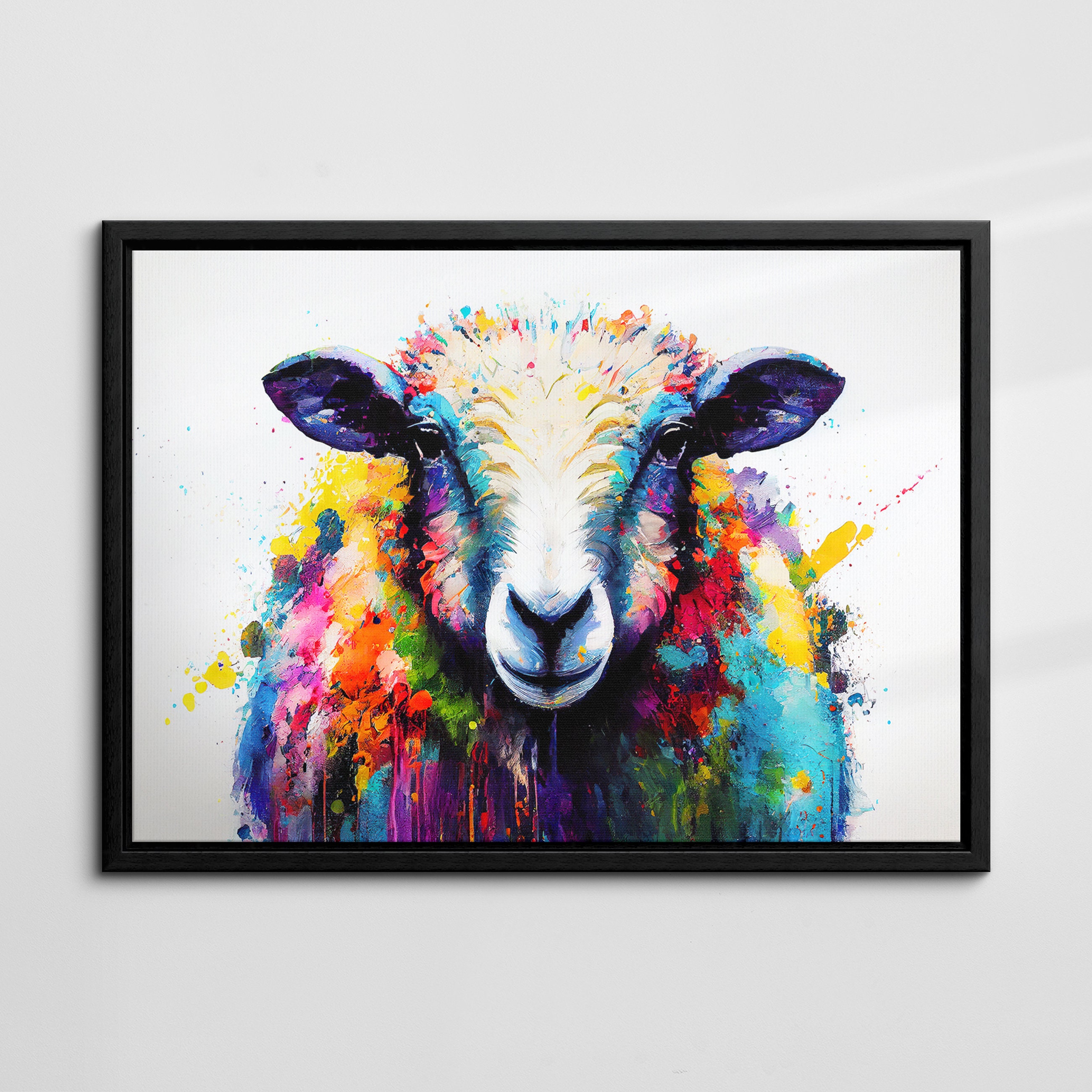 Beautiful Sheep Abstract Lamb Oil Painting Animal Splatter Style Wall ...