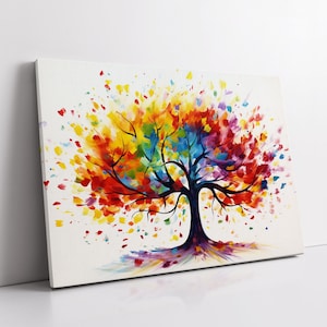 Paint Splash Tree of Life Landscape Abstract Oil Painting Wall Art ...