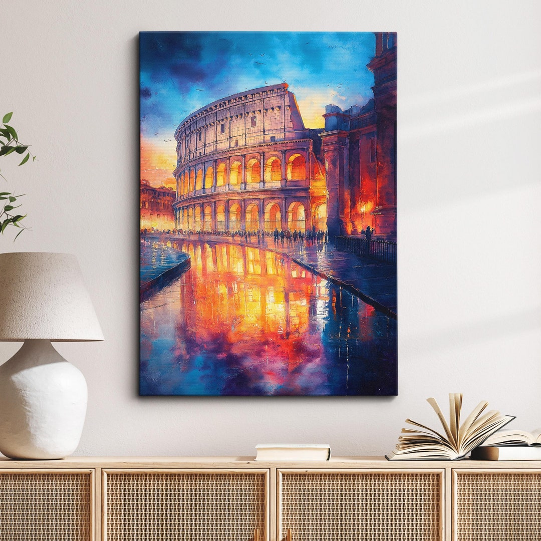 The Colosseum Rome Abstract Italian Landmark Modern Painting Wall Art ...