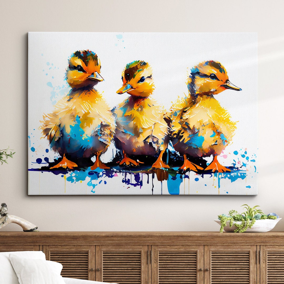 Beautiful Ducklings Abstract Oil Animal Duck Painting Splatter Style ...
