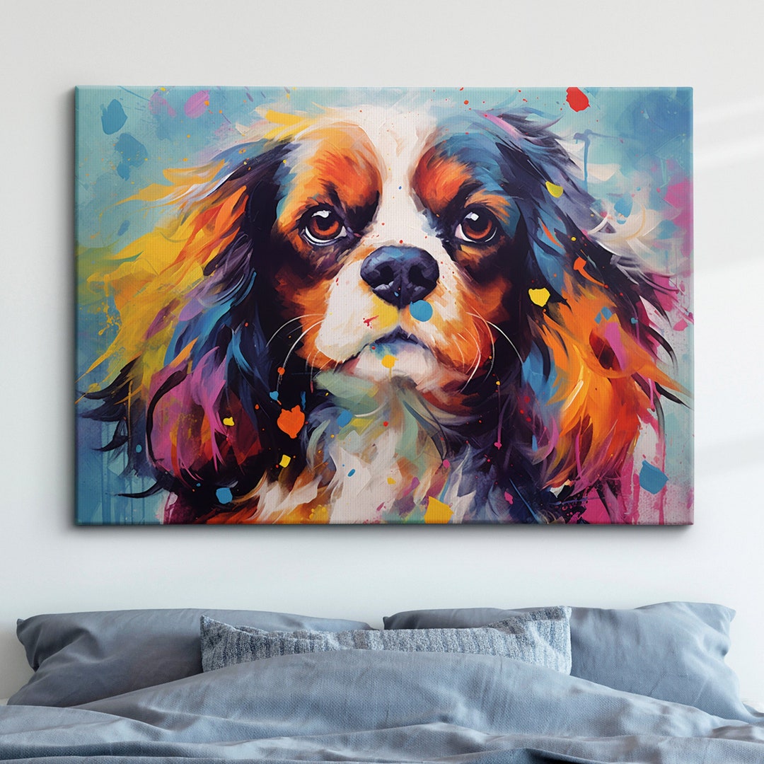 Cavalier King Charles Spaniel Crown Dog Pet Abstract Modern Painting ...