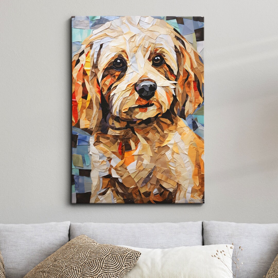 Cockapoo Fun Animal Dog Pet Lover Paper Mache Style Painting Wall Art ...