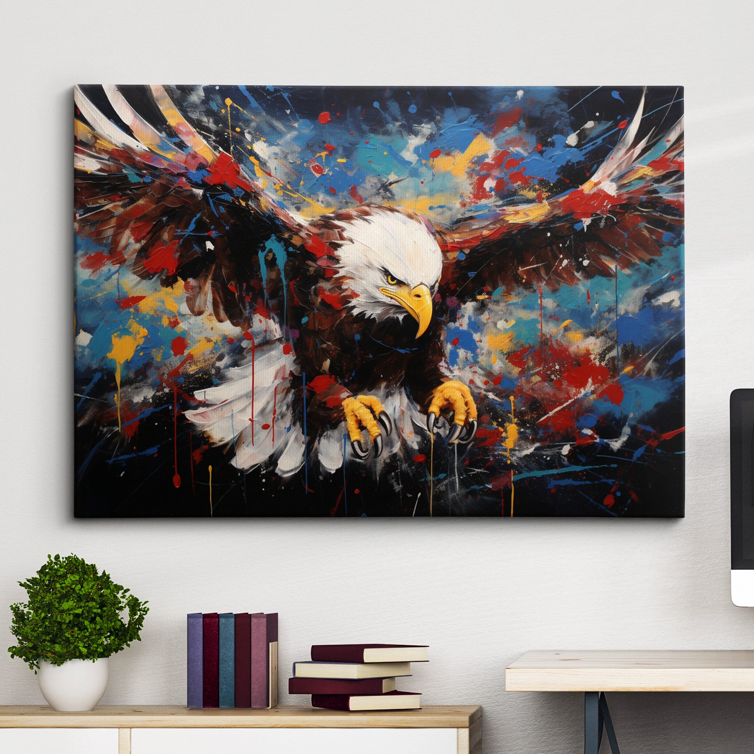 Bald Eagle Bird Abstract Modern Painting Splatter Wall Art - Etsy