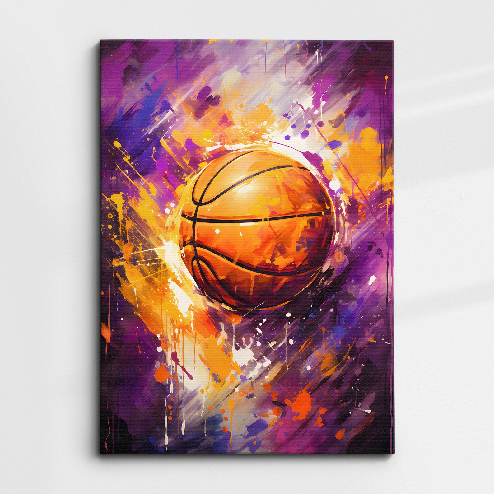 Basketball Abstract Sports Oil Painting Splatter Style Wall Art Framed ...