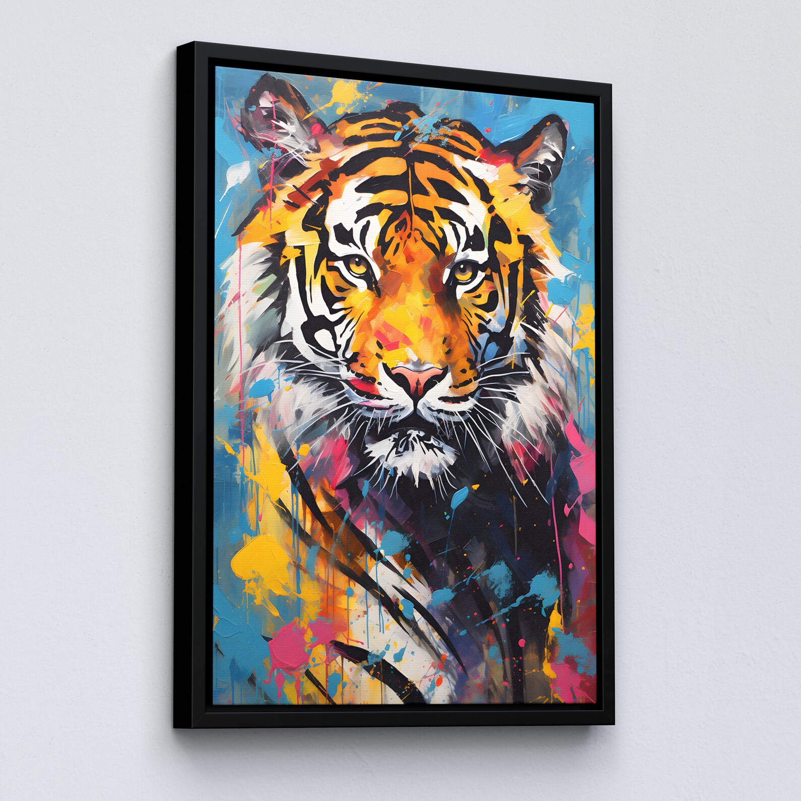 Colorful Tiger Animal Abstract Oil Painting Splatter Style Wall Art ...