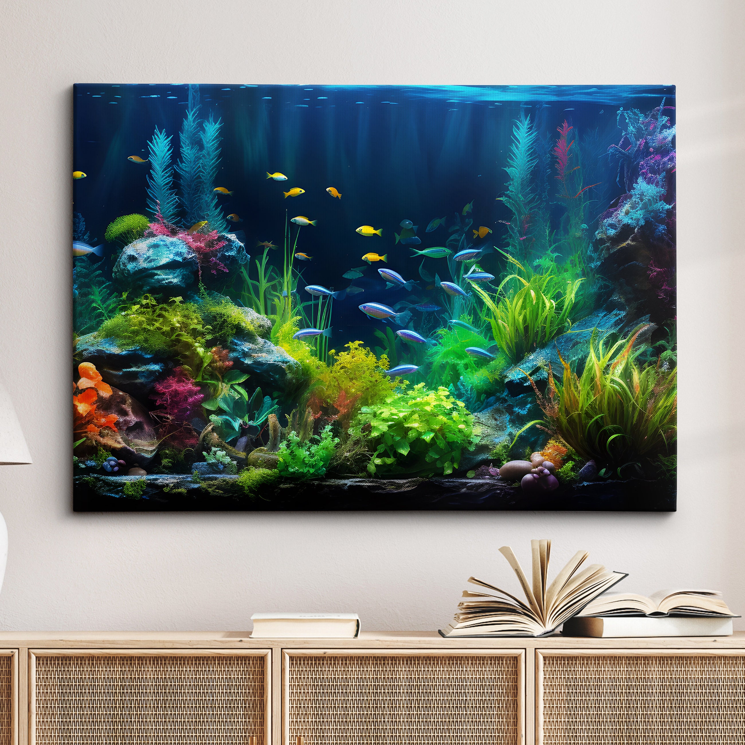 Fish Tank Water Aquascape Feature Aquatic Fish Lover Wall Art Framed ...