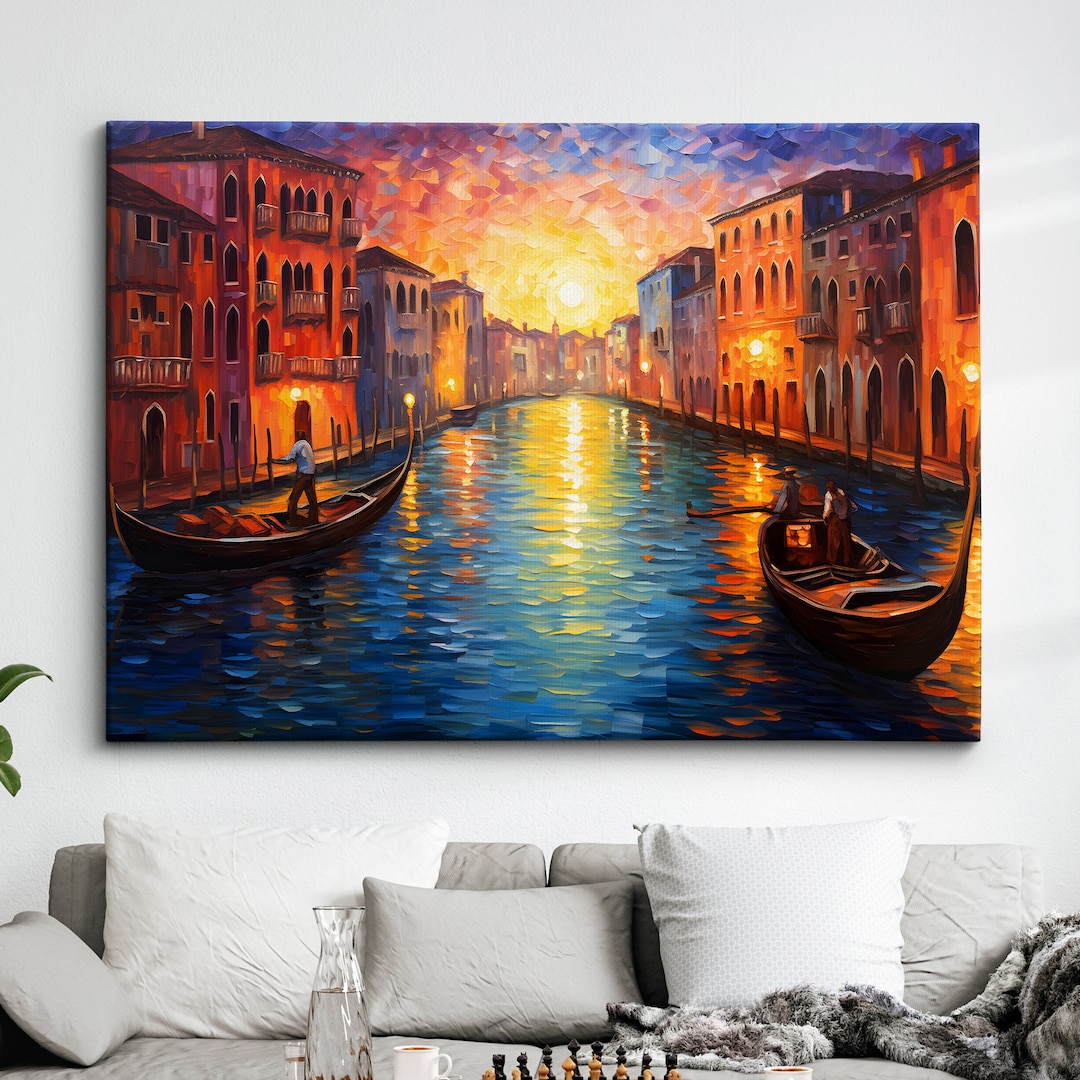 Venice Canal Gondola Italy Starry Night Painting Van Gogh Wall Art ...