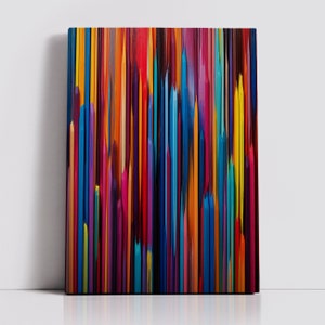 Colourful Dripping Paint Lines Abstract Oil Painting Style Wall Art ...