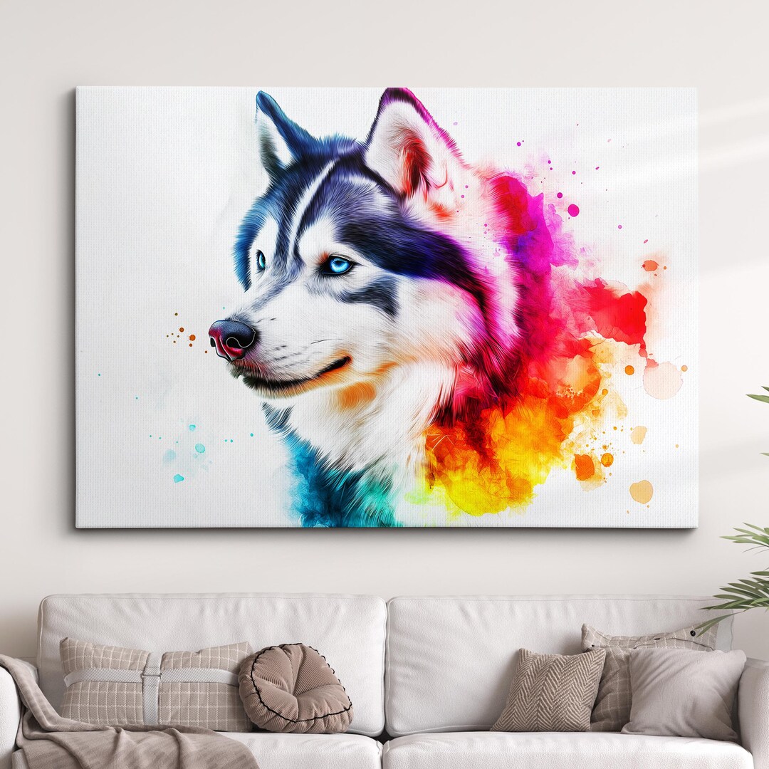 Siberian Husky Abstract Dog Pet Animal Painting Splatter Wall Art ...