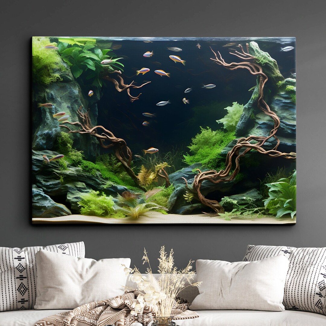 Fish Tank Water Aquascape Feature Aquatic Fish Lover Wall Art Framed ...
