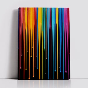 Colourful Paint Dripping Lines Abstract Oil Painting Style Wall Art ...