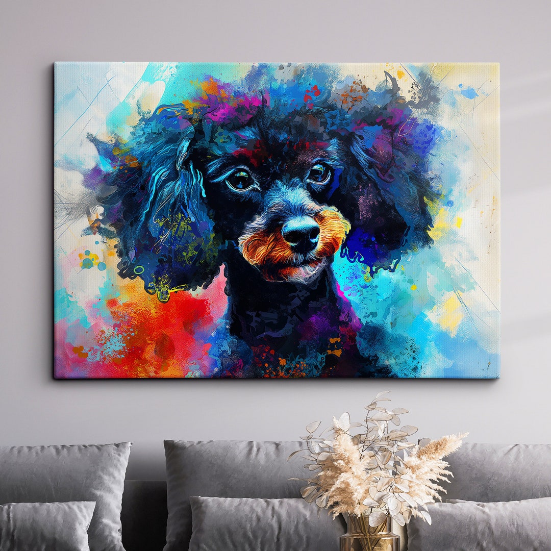Poodle Abstract Dog Pet Animal Painting Splatter Wall Art, Framed ...