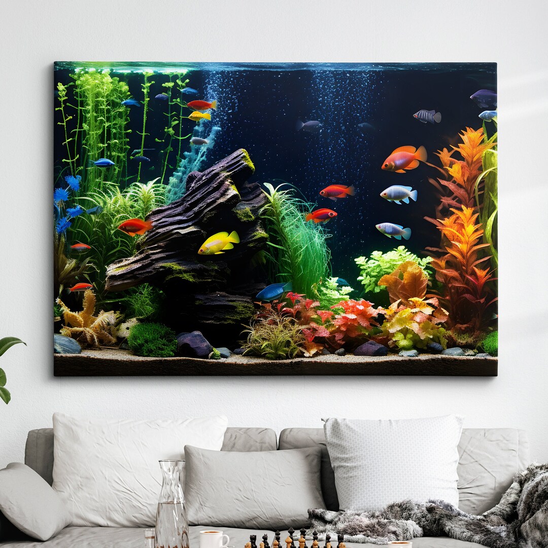 Fish Tank Water Aquascape Feature Aquatic Fish Lover Wall Art Framed ...