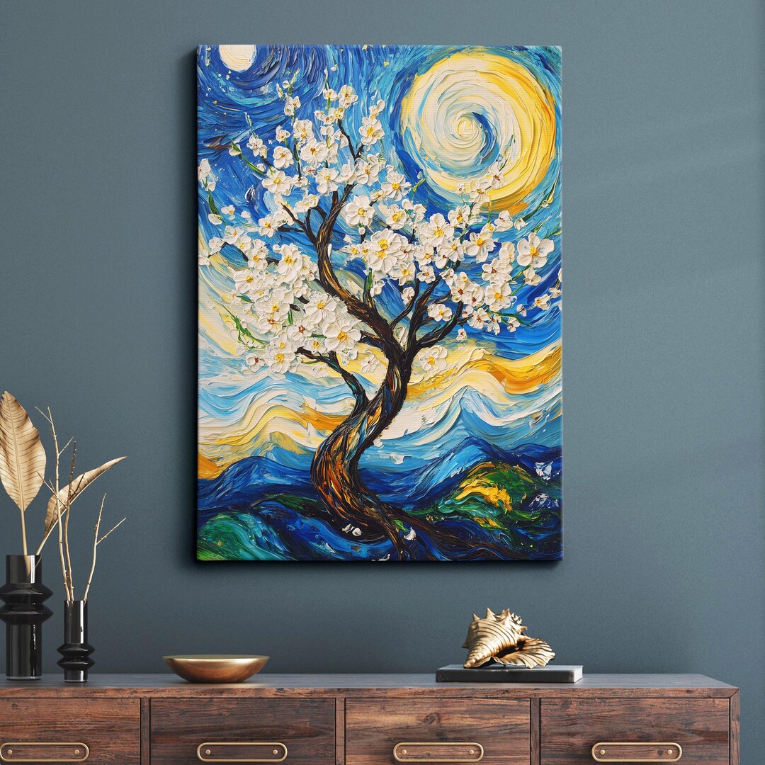 Van Gogh Style Tree of Life Abstract Oil Painting Peace Calming Wall ...