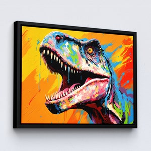 Colorful Tyrannosaurus Rex Dinosaur Oil Painting Paint Splatter Style ...