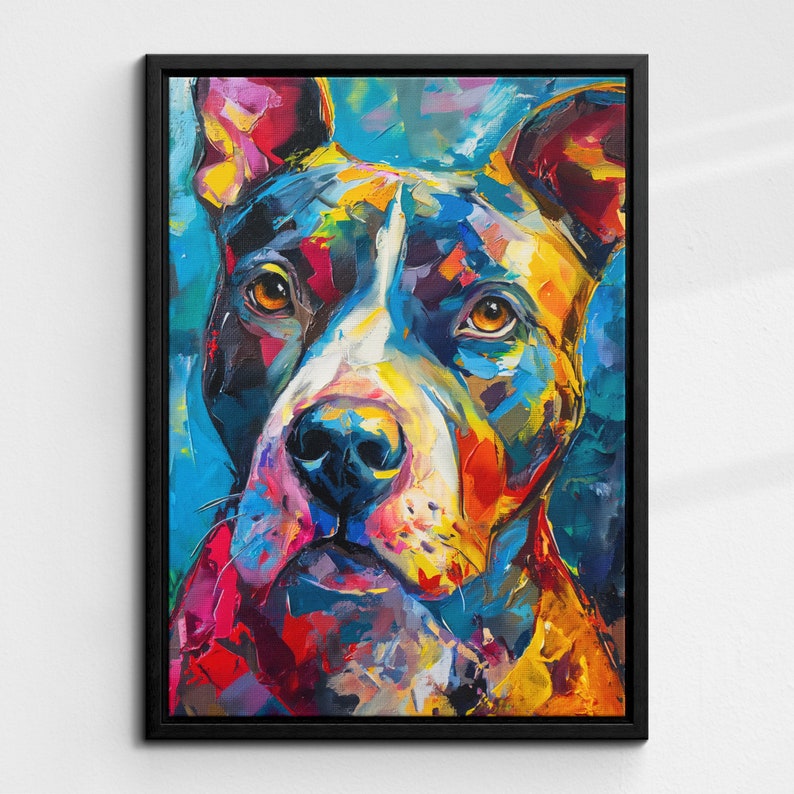 American Pit Bull Terrier Colorful Abstract Modern Painting Wall Art ...