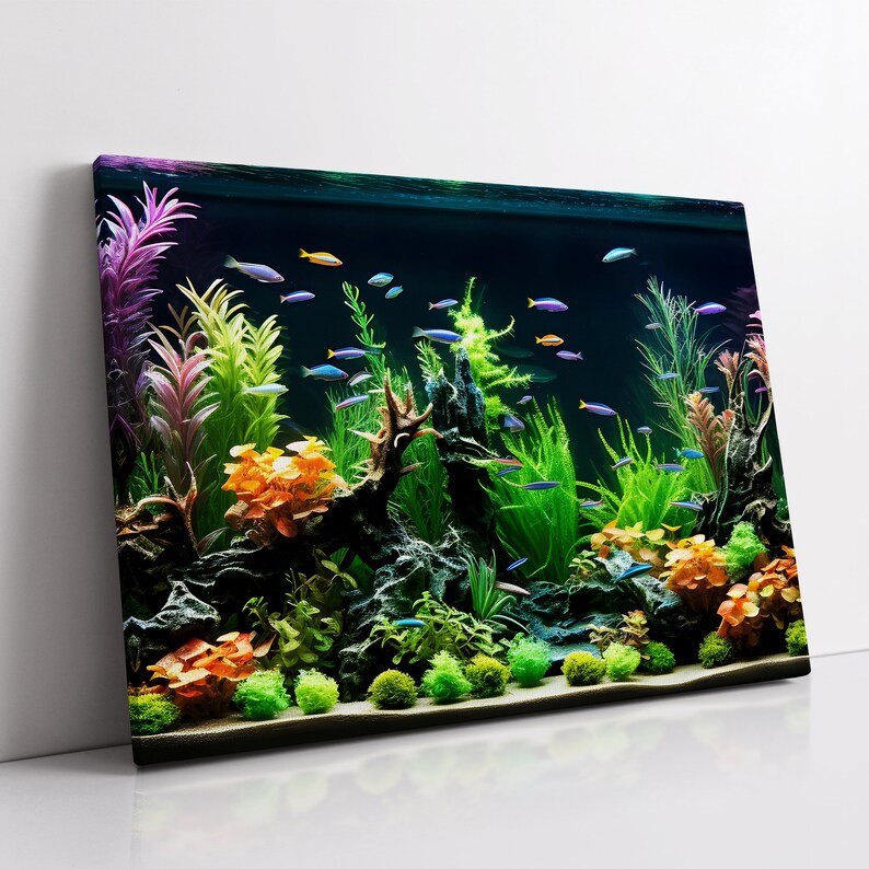 Fish Tank Water Aquascape Feature Aquatic Fish Lover Wall Art Framed ...