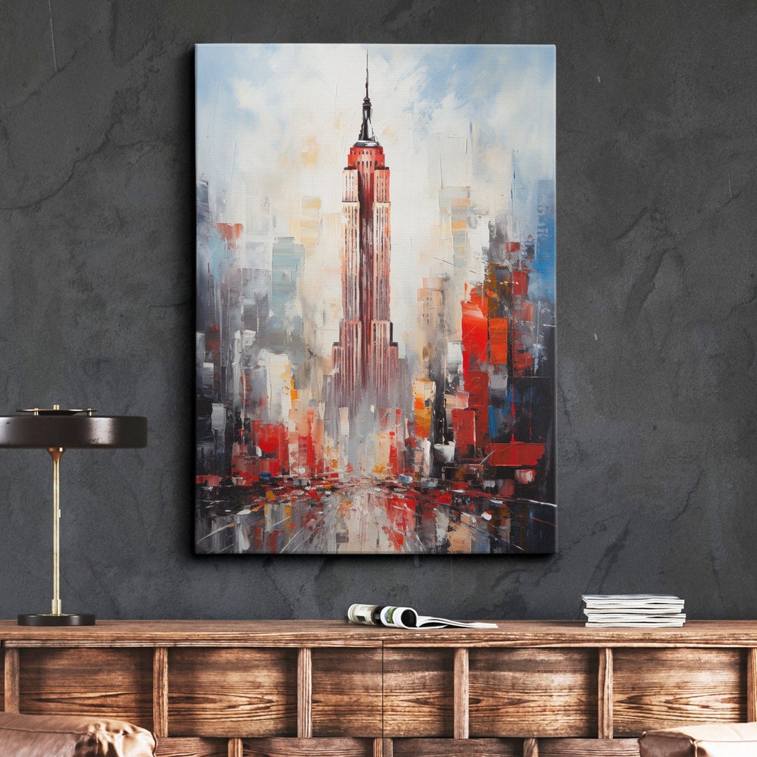 Empire State Building New York City Abstract Oil Painting Style Wall ...