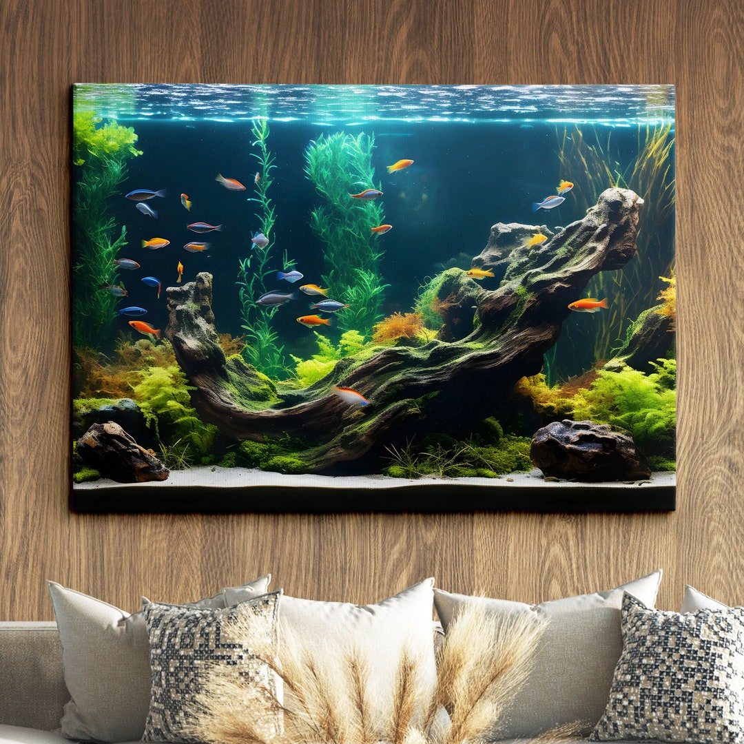 Fish Tank Water Aquascape Feature Aquatic Fish Lover Wall Art Framed ...