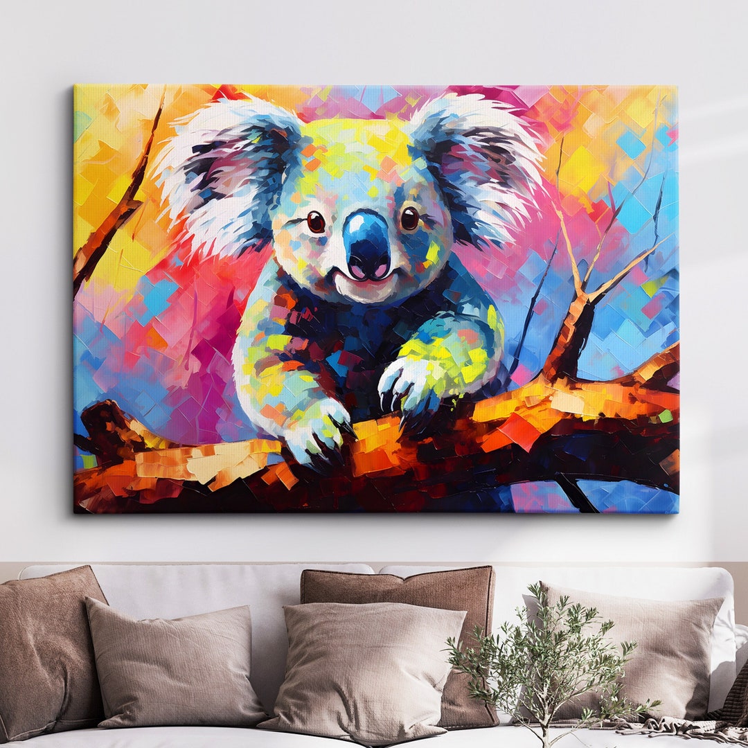 Colorful Koala Wild Animal Abstract Oil Painting Paint Splatter Style ...