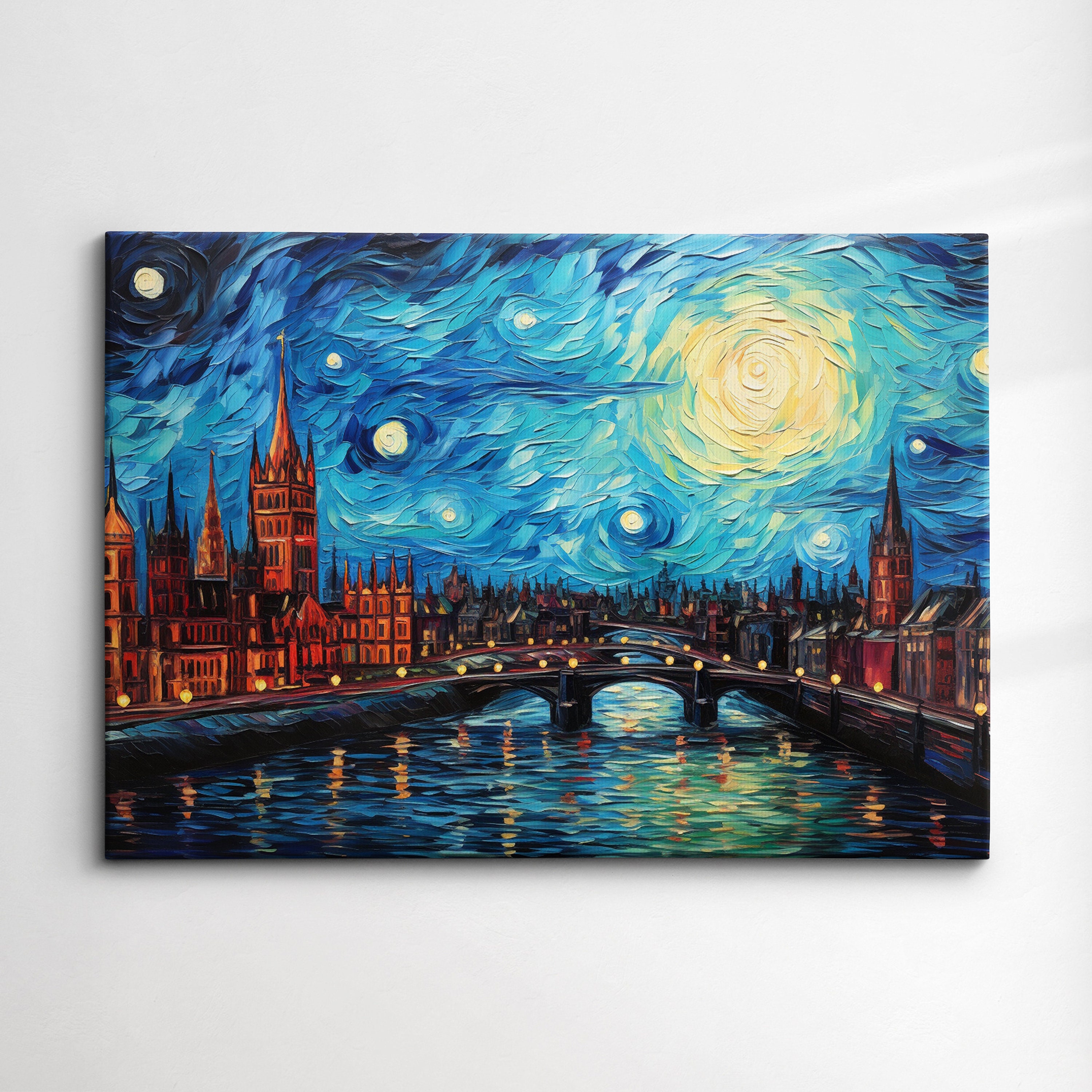 London Starry Night Paint Abstract Art Oil Painting Wall Art - Etsy