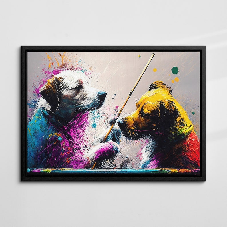 Colorful Dogs Playing Snooker Pet Abstract Modern Oil Painting - Etsy UK