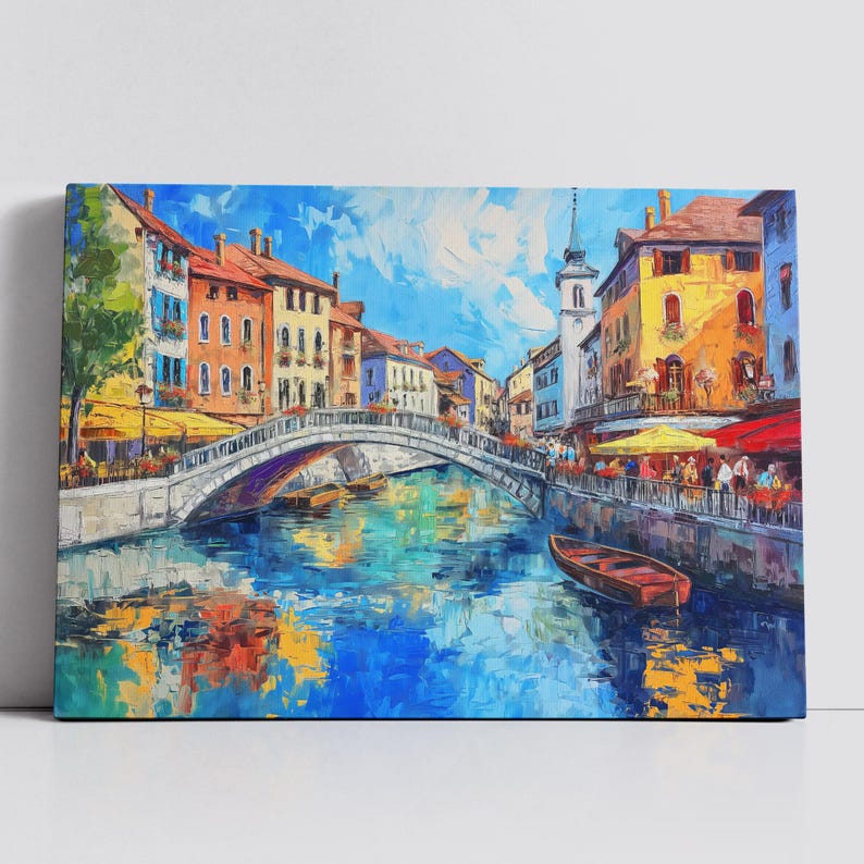 Venice Italy Gondola Boat River Landmark Oil Painting Watercolor Wall ...
