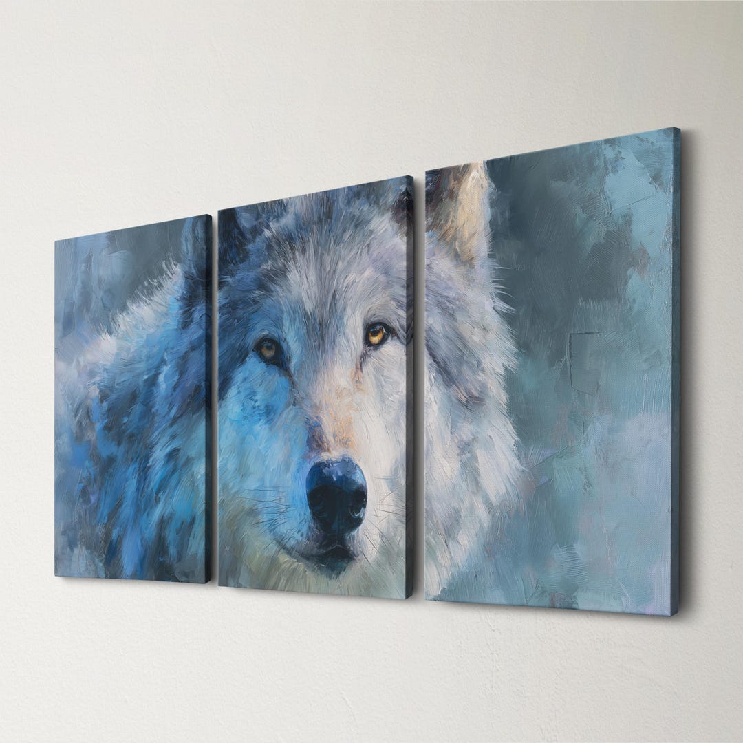 Wolf Pastel Abstract 3 Panel Split Canvas Painting Home Accessories ...