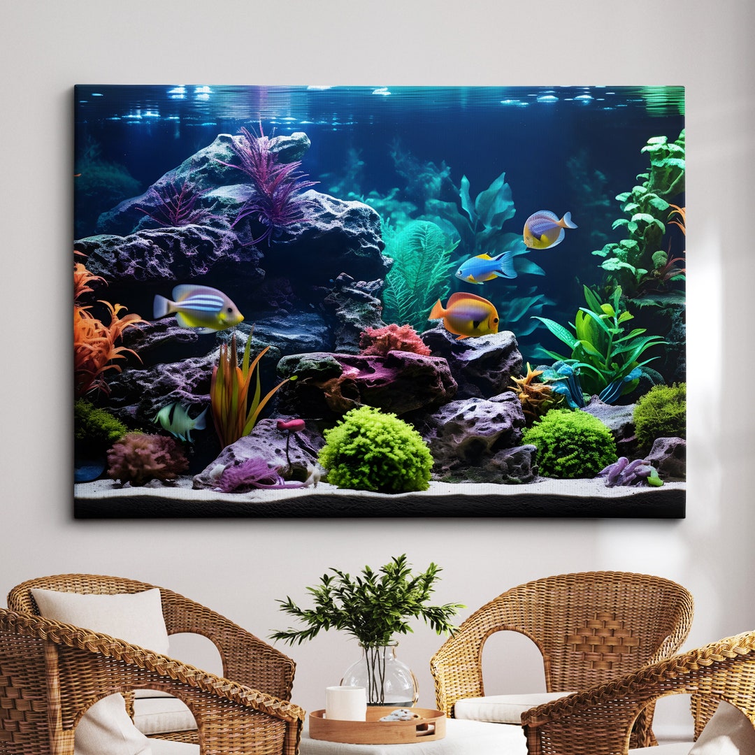 Fish Tank Water Aquascape Feature Aquatic Fish Lover Wall Art Framed ...