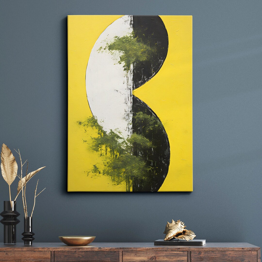 Circular Yin Yang Trees Abstract Natural Modern Oil Painting Splatter ...