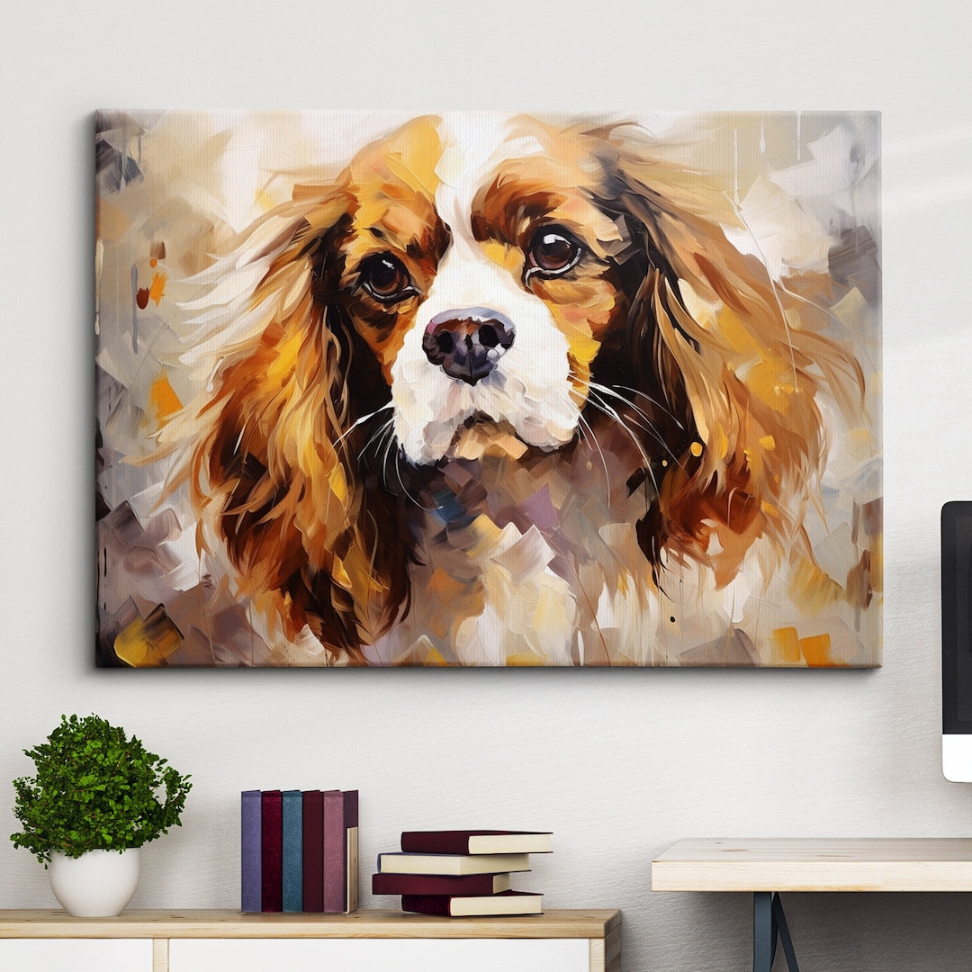 Cavalier King Charles Spaniel Crown Dog Pet Abstract Modern Painting ...