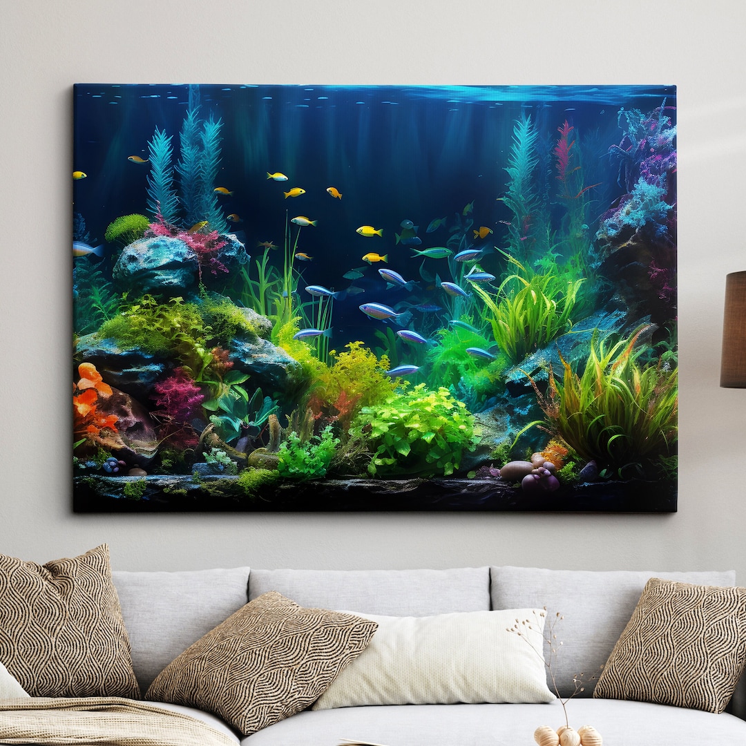 Fish Tank Water Aquascape Feature Aquatic Fish Lover Wall Art Framed ...