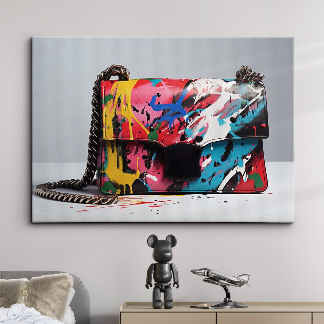 Handbag Splash Abstract Oil Painting Style Wall Art, Framed Canvas ...