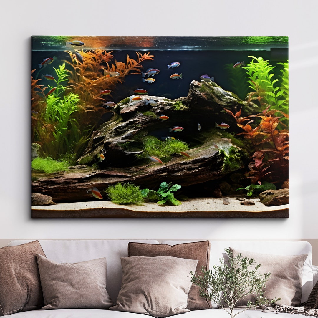 Fish Tank Water Aquascape Feature Aquatic Fish Lover Wall Art Framed ...