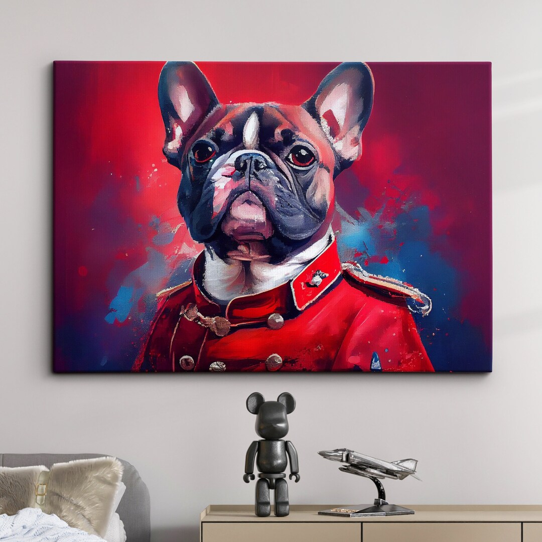 French Bulldog Royal Guard Dog Pet Abstract Modern Painting Wall Art ...