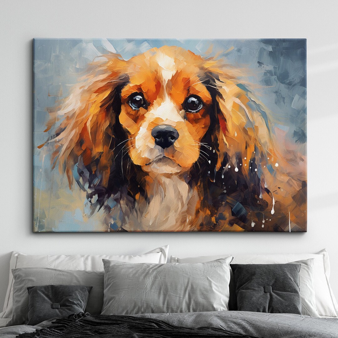 Cavalier King Charles Spaniel Crown Dog Pet Abstract Modern Painting ...