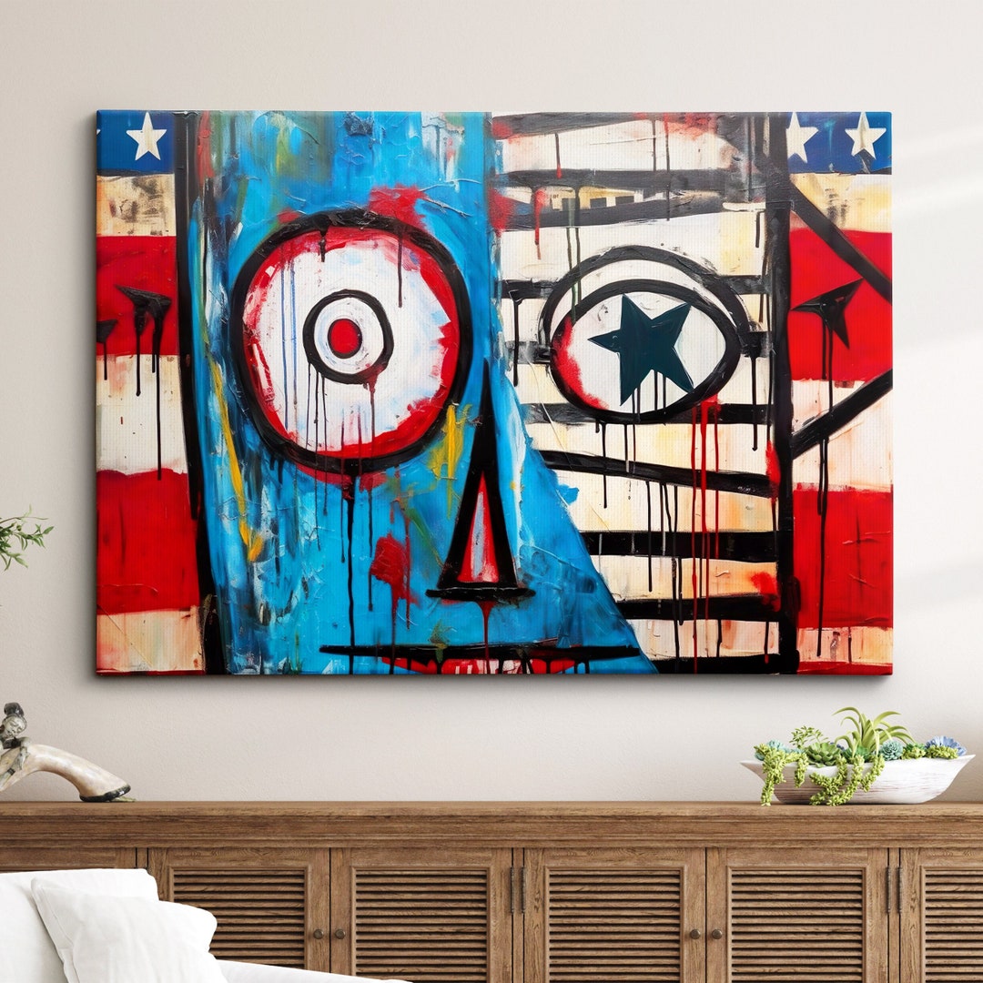 Funny Abstract Face Picasso & Basquiat Oil Painting Style Wall Art ...