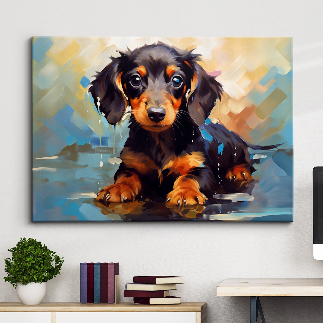 Miniature Dachshund Abstract Dog Pet Abstract Modern Painting Wall Art ...