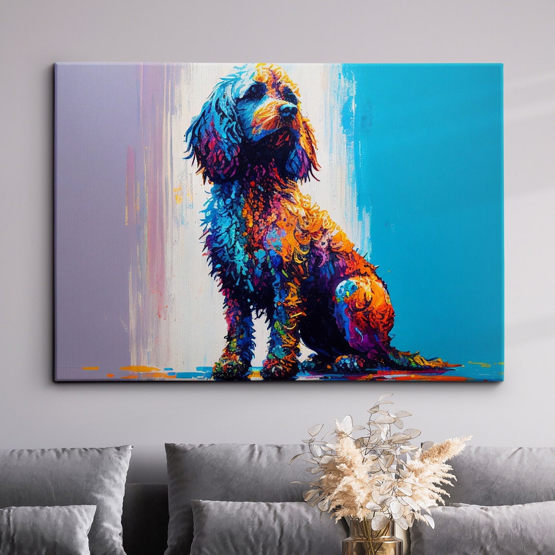 Colorful Cockapoo Dog Pet Abstract Modern Oil Painting Wall - Etsy