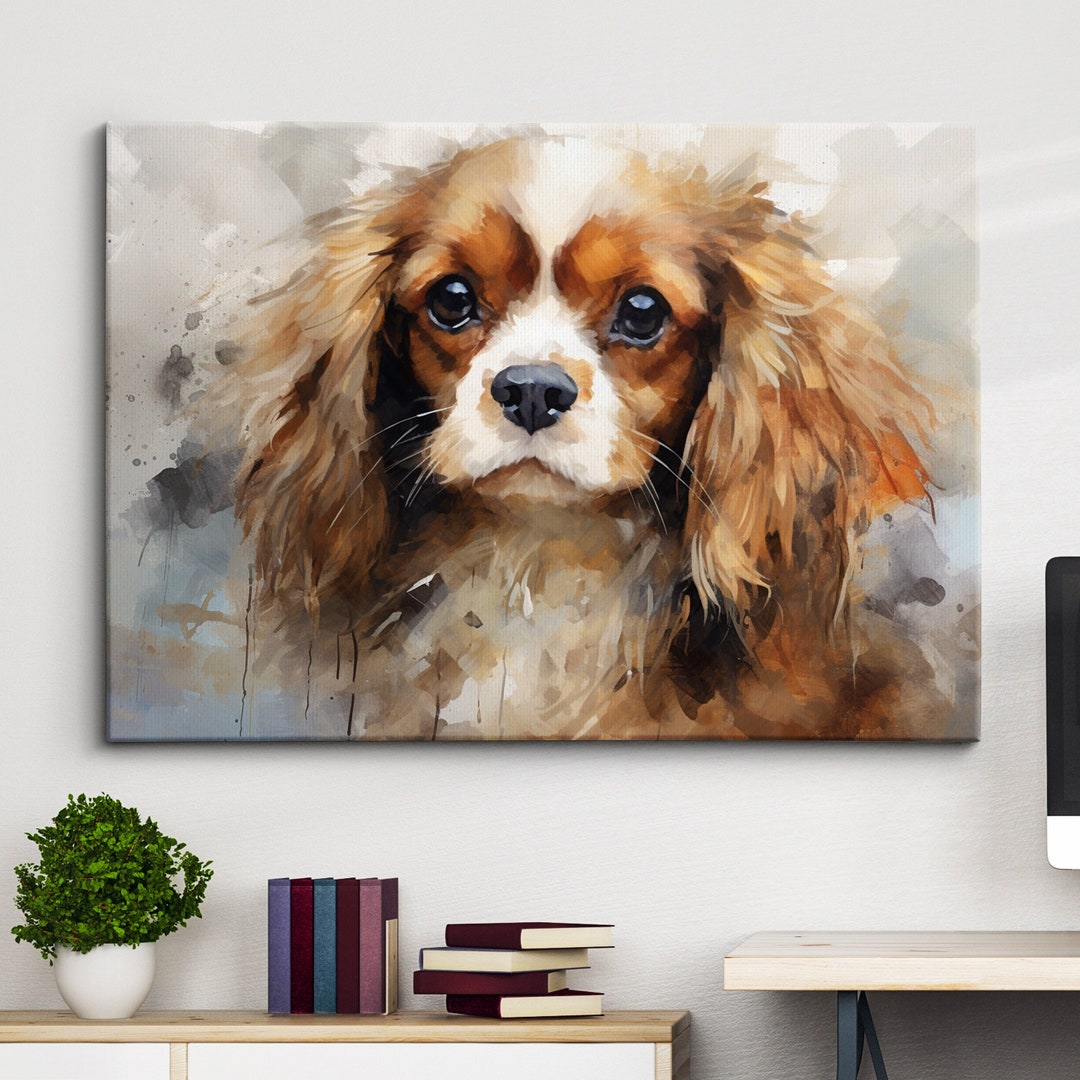 Cavalier King Charles Spaniel Crown Dog Pet Abstract Modern Painting ...