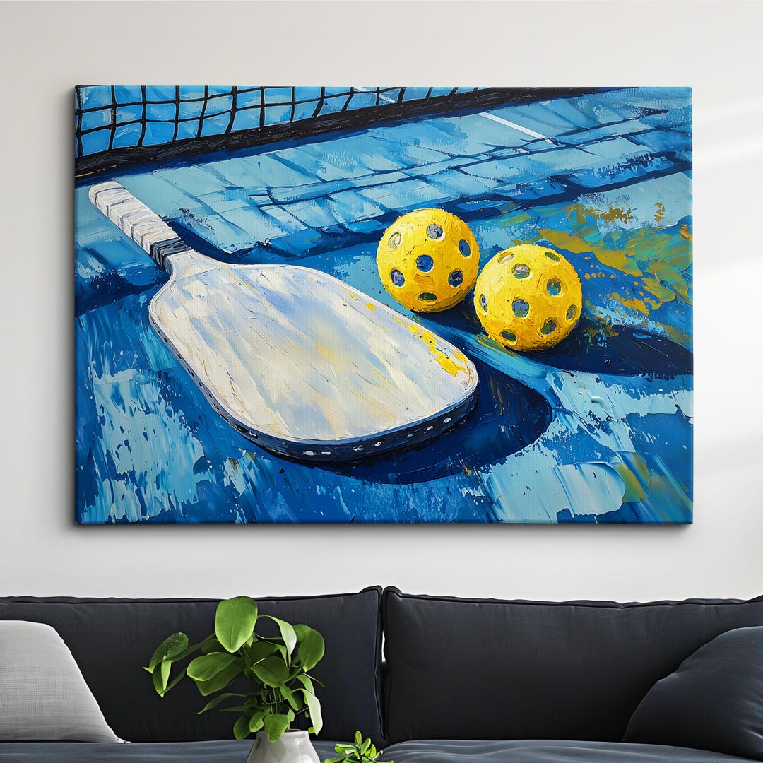Pickleball Abstract Oil Painting Sports Pickleball Racket Wall Art ...