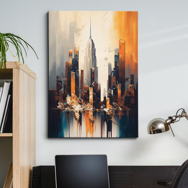 New York Skyline Times Square Abstract Modern Painting America Colorful ...