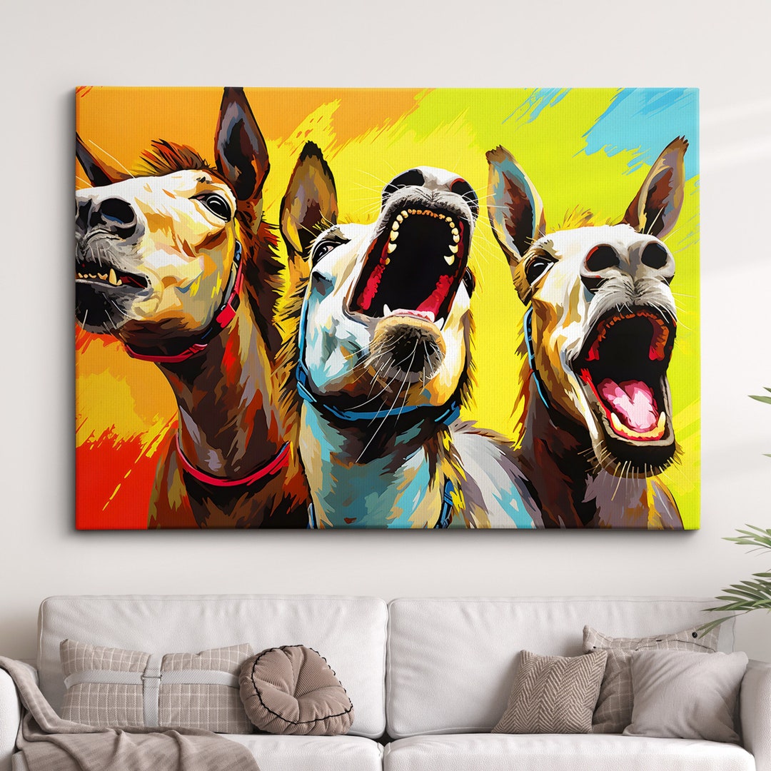 Colorful Donkeys Yelling Animal Abstract Oil Painting Paint Splatter ...