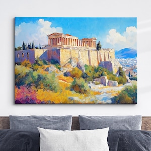The Acropolis Greece Abstract Oil Painting Van Gogh Style Wall Art ...