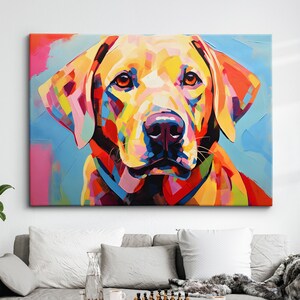 Colorful Labrador Dog Pet Abstract Modern Oil Painting Wall Art Framed ...