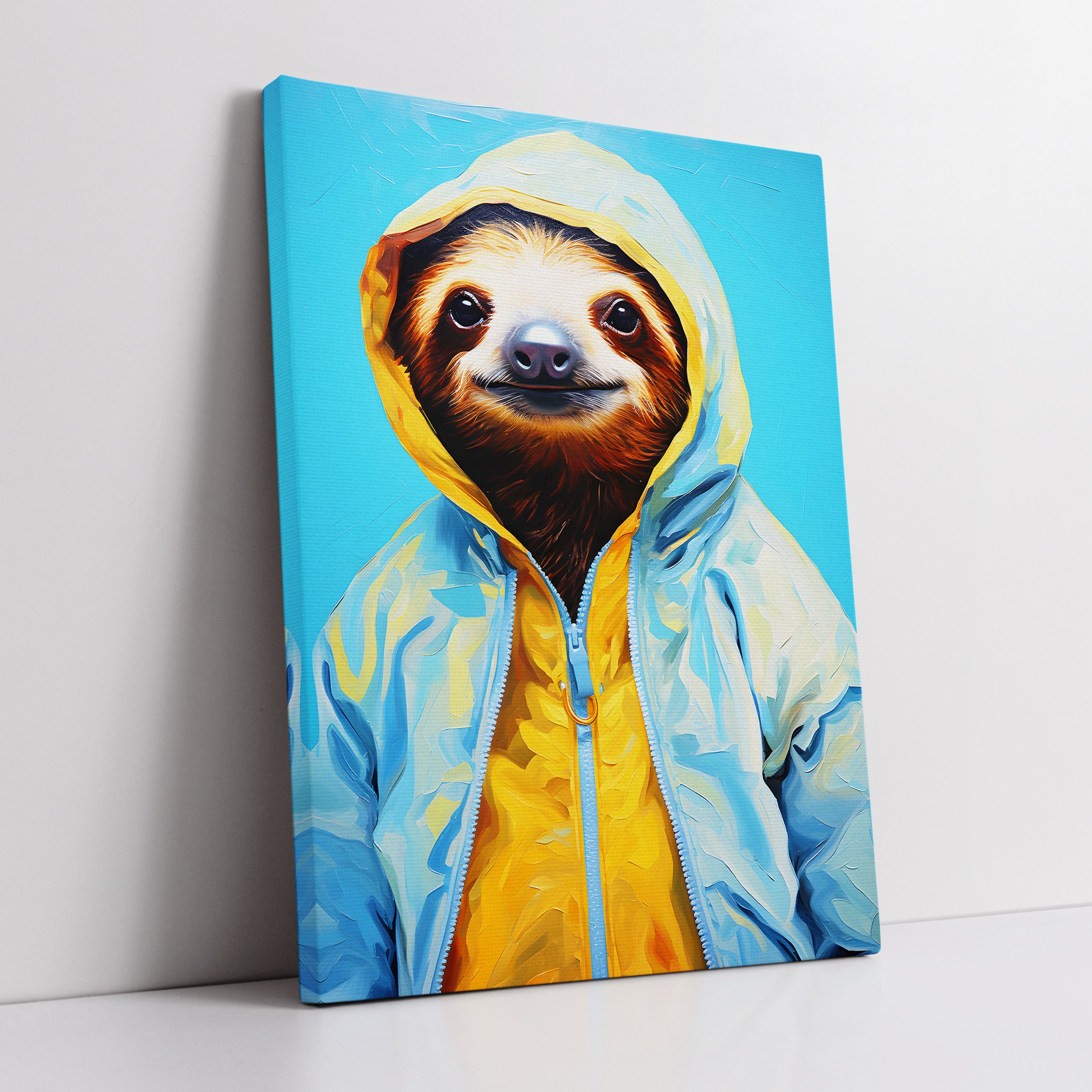 Sloth With Coat Hood Animal Abstract Oil Painting Splatter - Etsy
