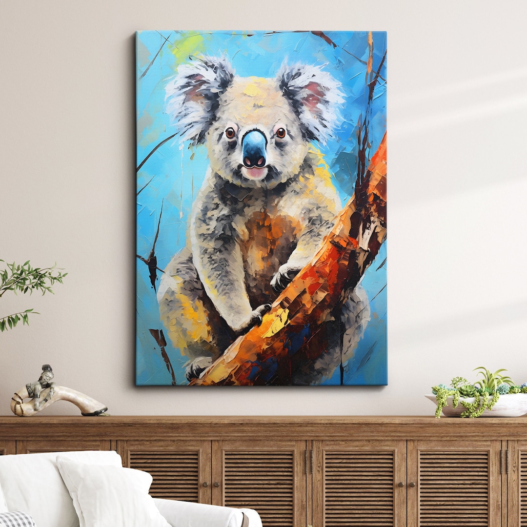 Colorful Koala Bear Animal Abstract Oil Painting Splatter Style Wall ...